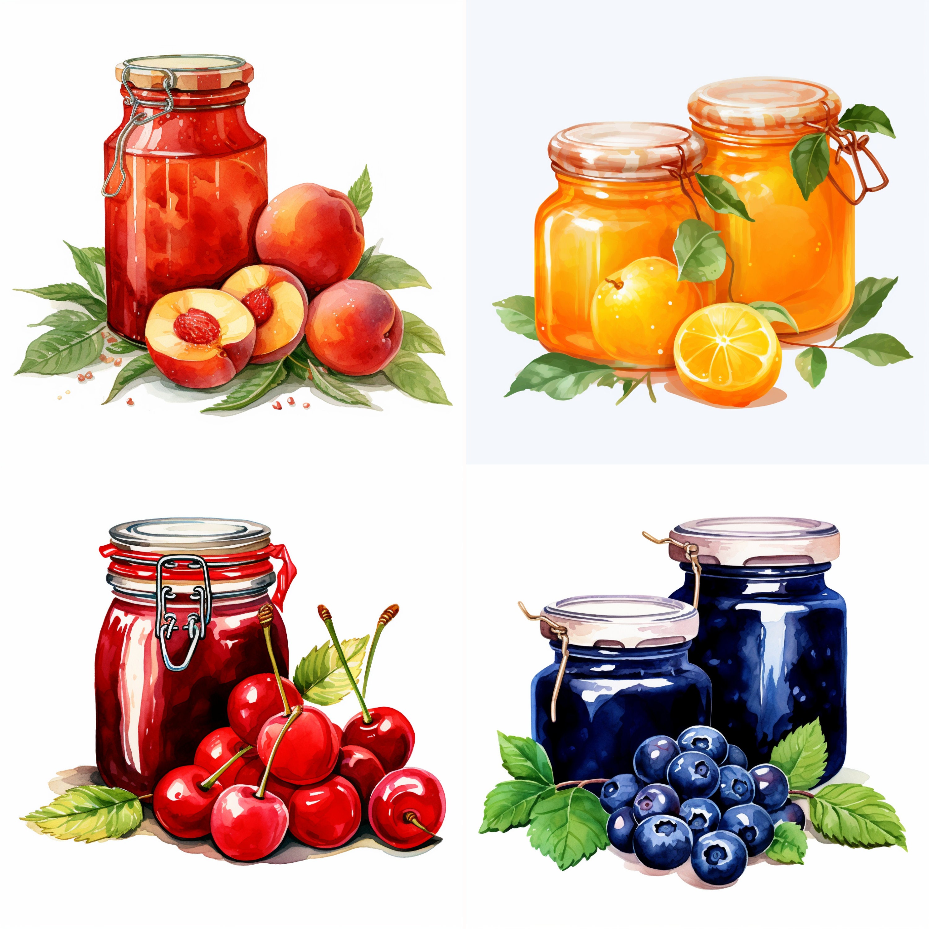 Cute Fruit Jam Jars Clip Art Watercolor Painting Fruit Jam - Etsy