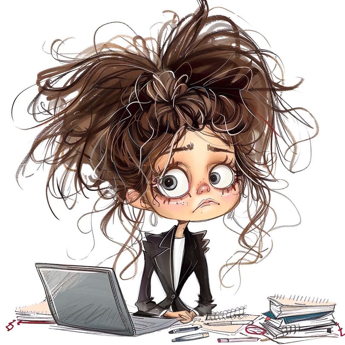 Frazzled Girl Watercolor Clipart: Weary Woman PNG (digital Download) - Etsy