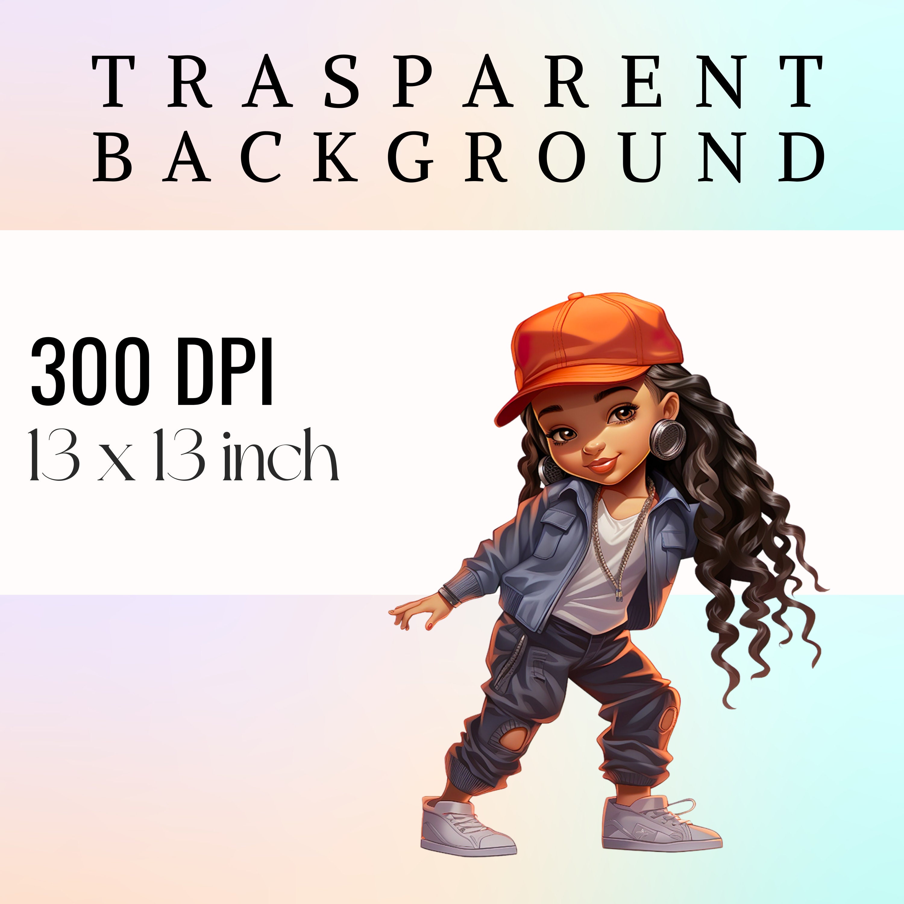 Chibi Hip-hop Girl Clip Art: Watercolor Rap Dancer PNG (digital ...