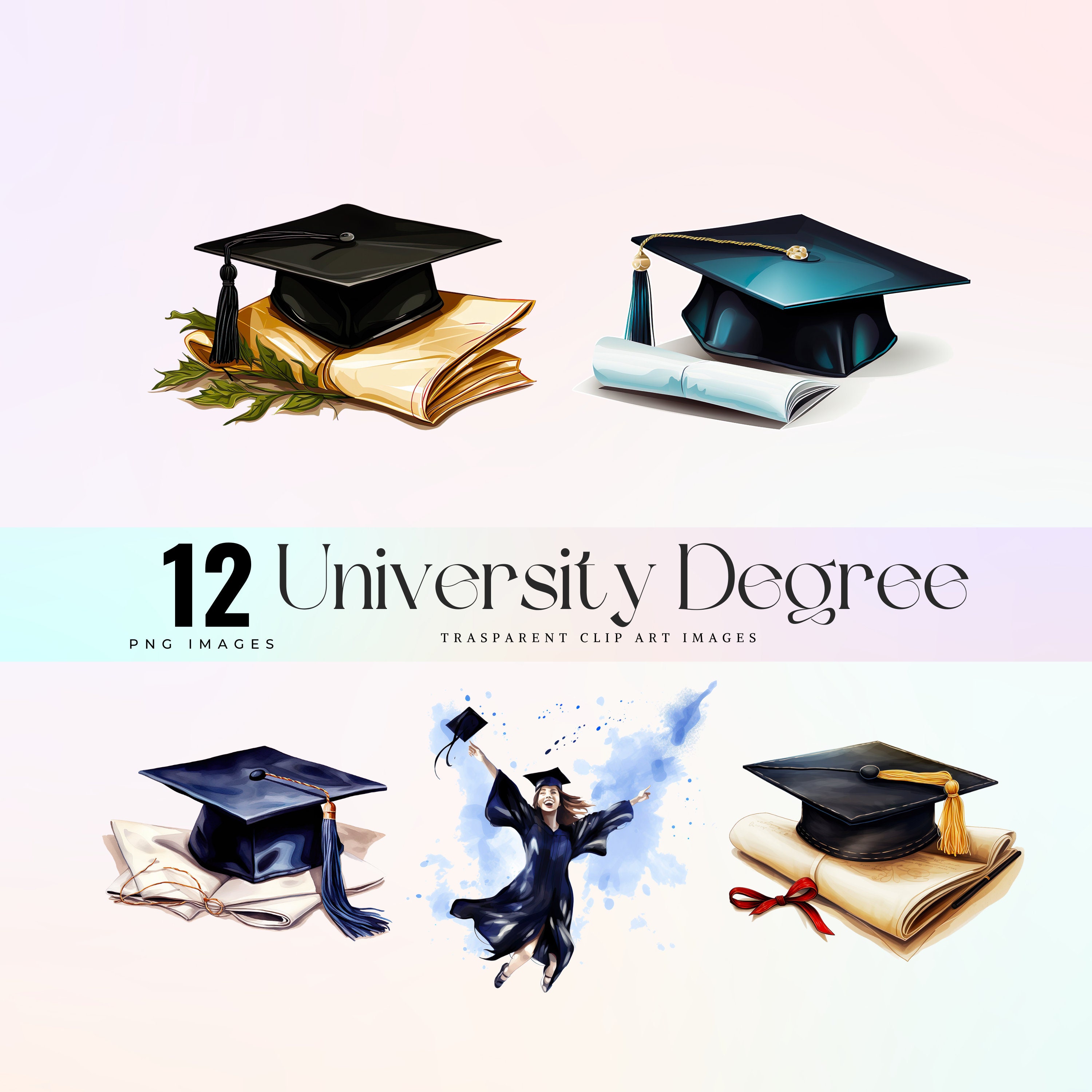 Funny University Degree Clip Art, Academic Goal Illustration PNG ...