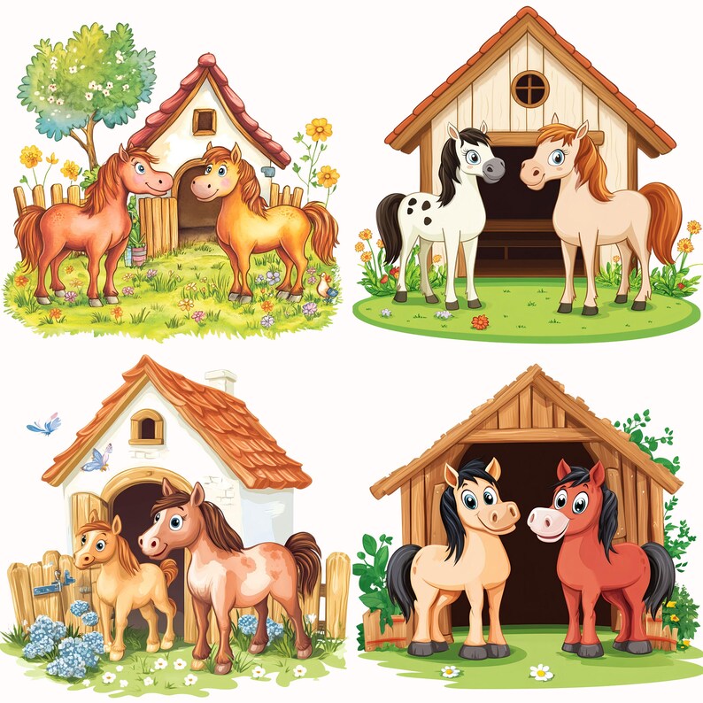 Funny Horse Stable Clip Art, Farm Animal PNG (digital Download) - Etsy