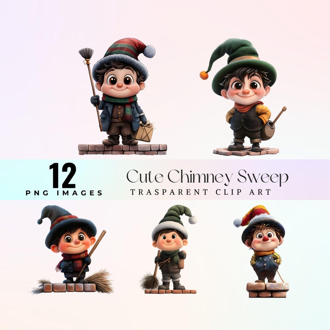 Cute Chimney Sweep Cartoon, Chimney Cleaner Illustration, Adorable Soot ...