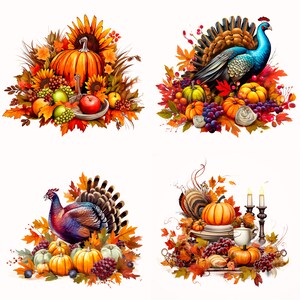 Watercolor Thanksgiving Clip Art, Harvest Feast Illustration PNG ...