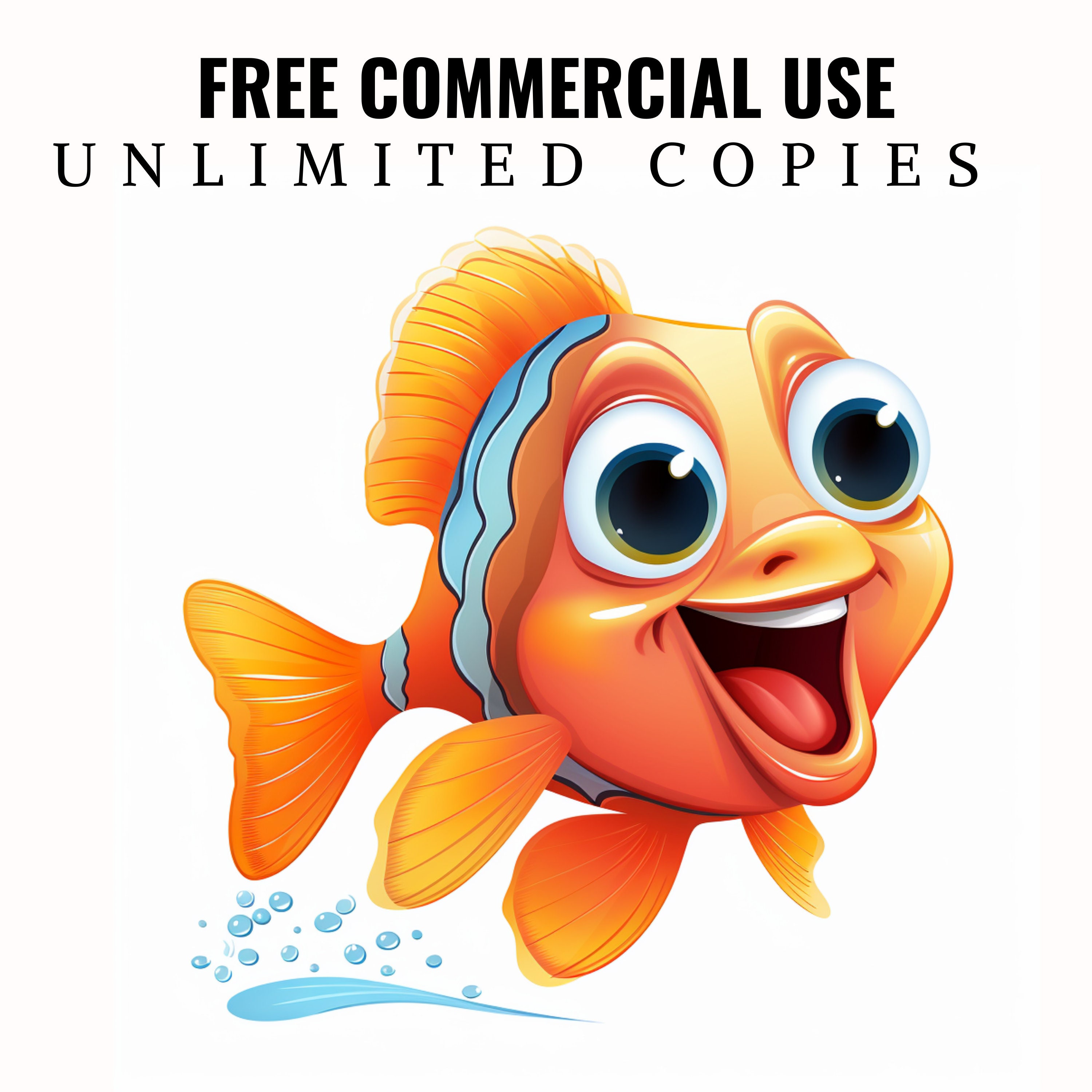 Happy Fish Clip Art, Watercolor Aquatic Cartoon Image PNG, Funny Fishes ...