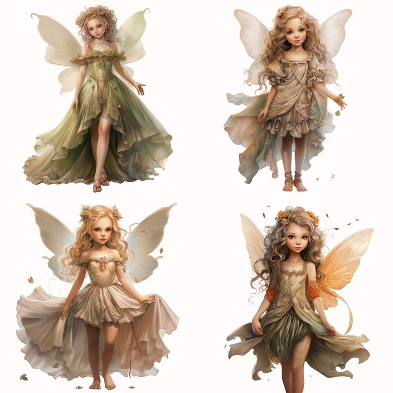 Cute Woodland Fairy Clip Art, Watercolor Tiny Forest Fae Illustration ...