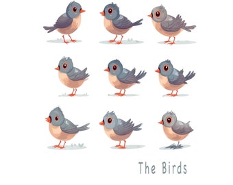 Pastel Birds Clipart Cute Birds Clip Art Instant Download - Etsy Australia
