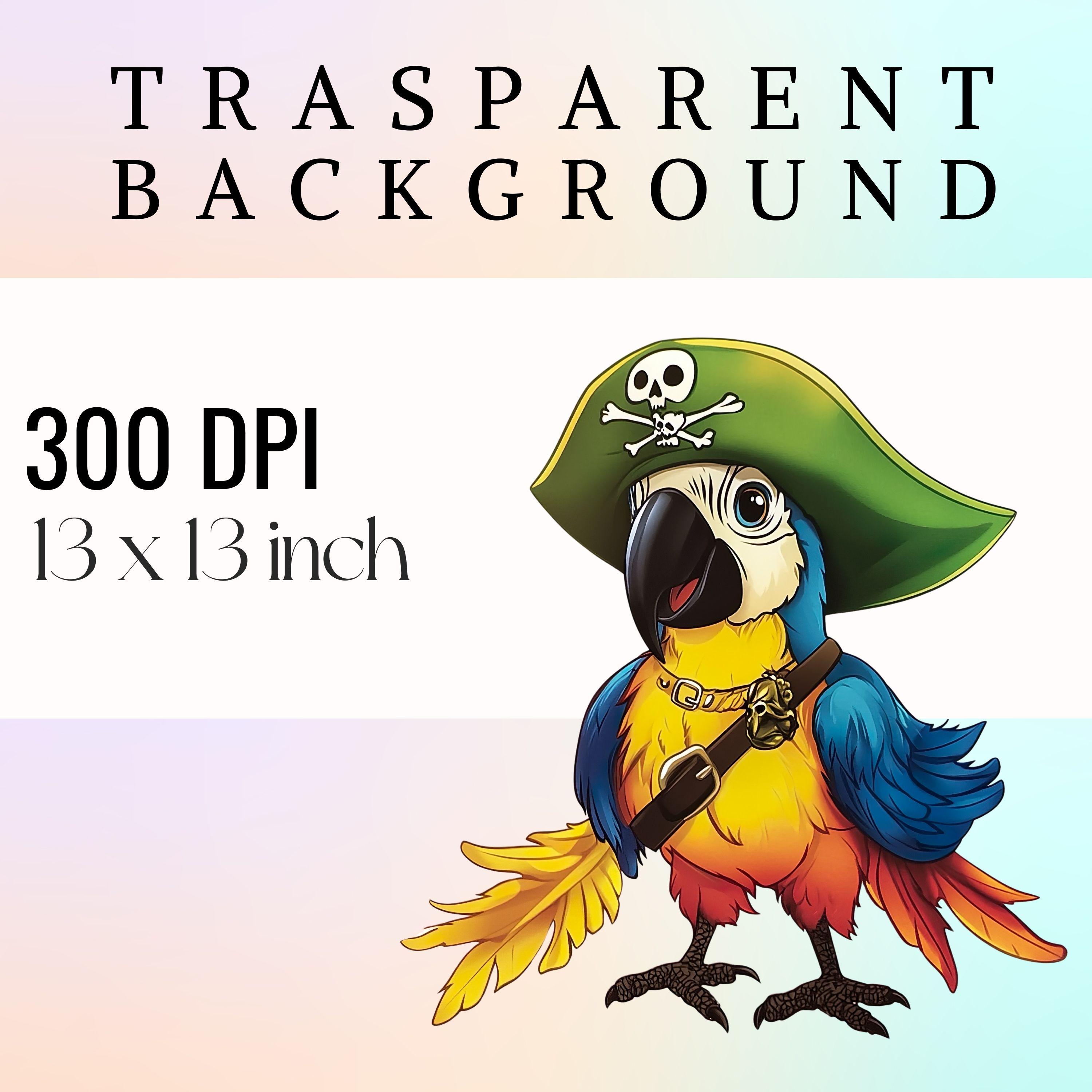 Watercolor Pirate Parrot Clip Art: Colorful Corsair Macaw (PNG Digital ...