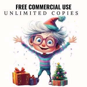 Quirky Christmas Boy Clip Art, Watercolor Eccentric Holiday Season ...