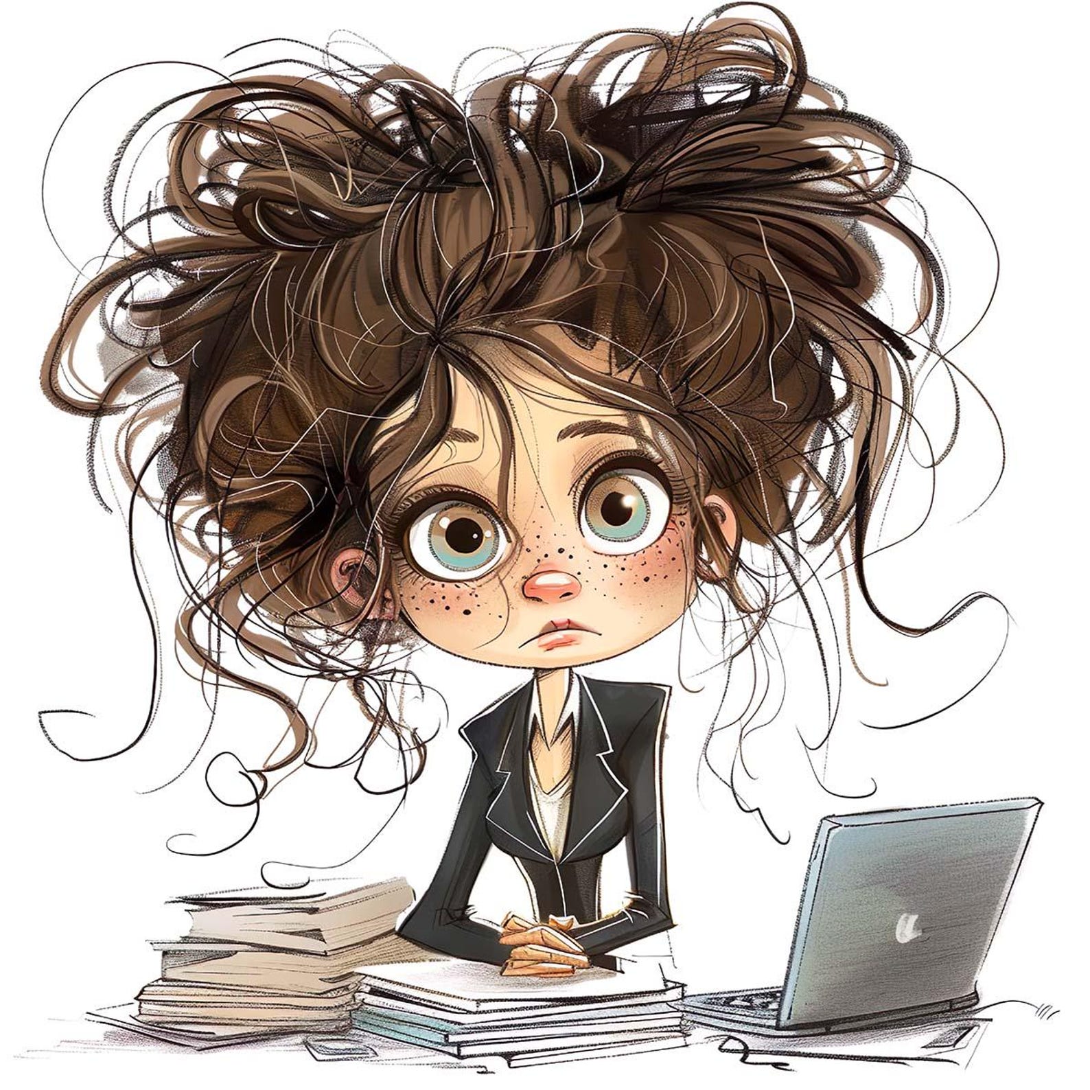 Frazzled Girl Watercolor Clipart: Weary Woman PNG (digital Download) - Etsy