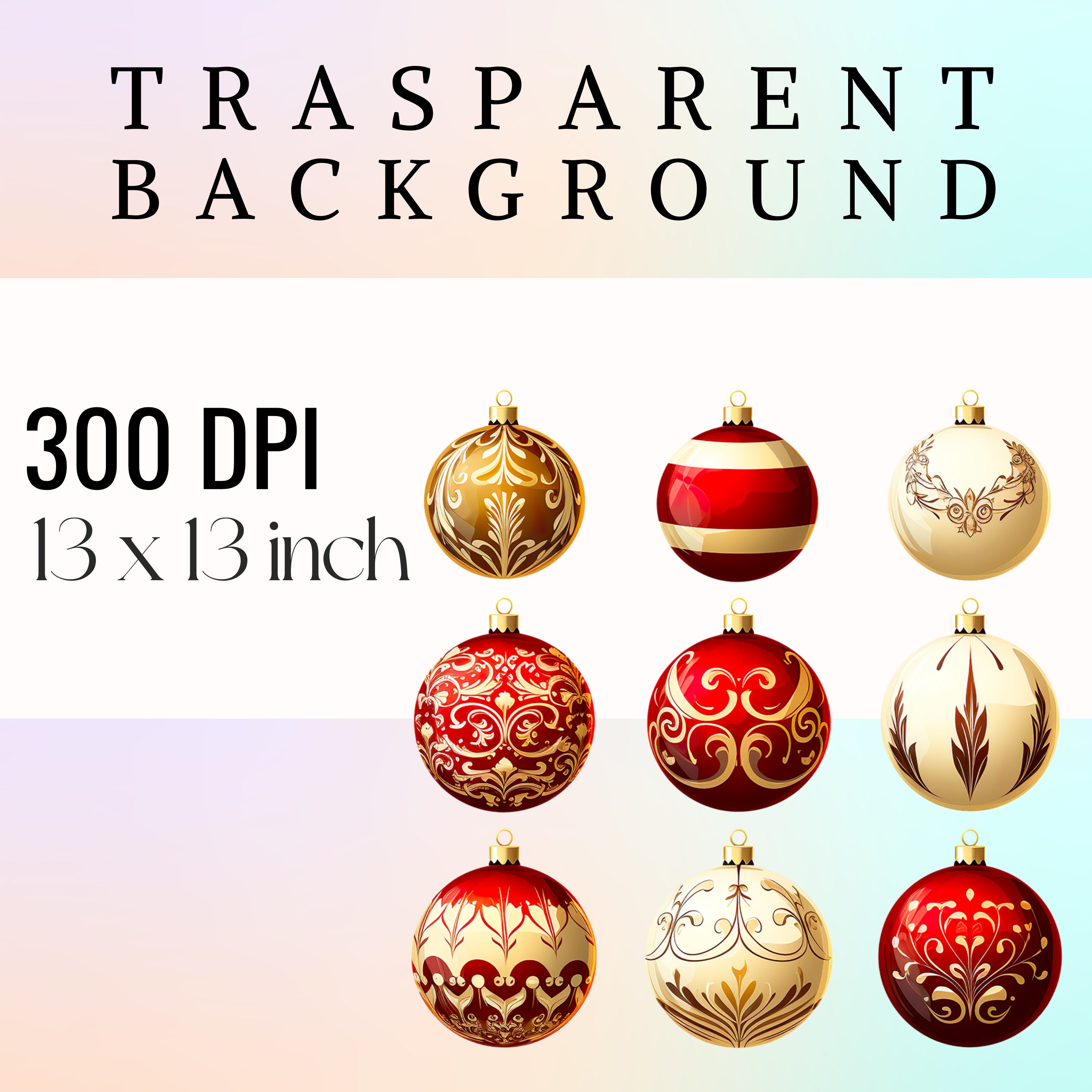 Christmas Baubles Clip Art, Watercolor Balls Decoration, Clip Art Red ...