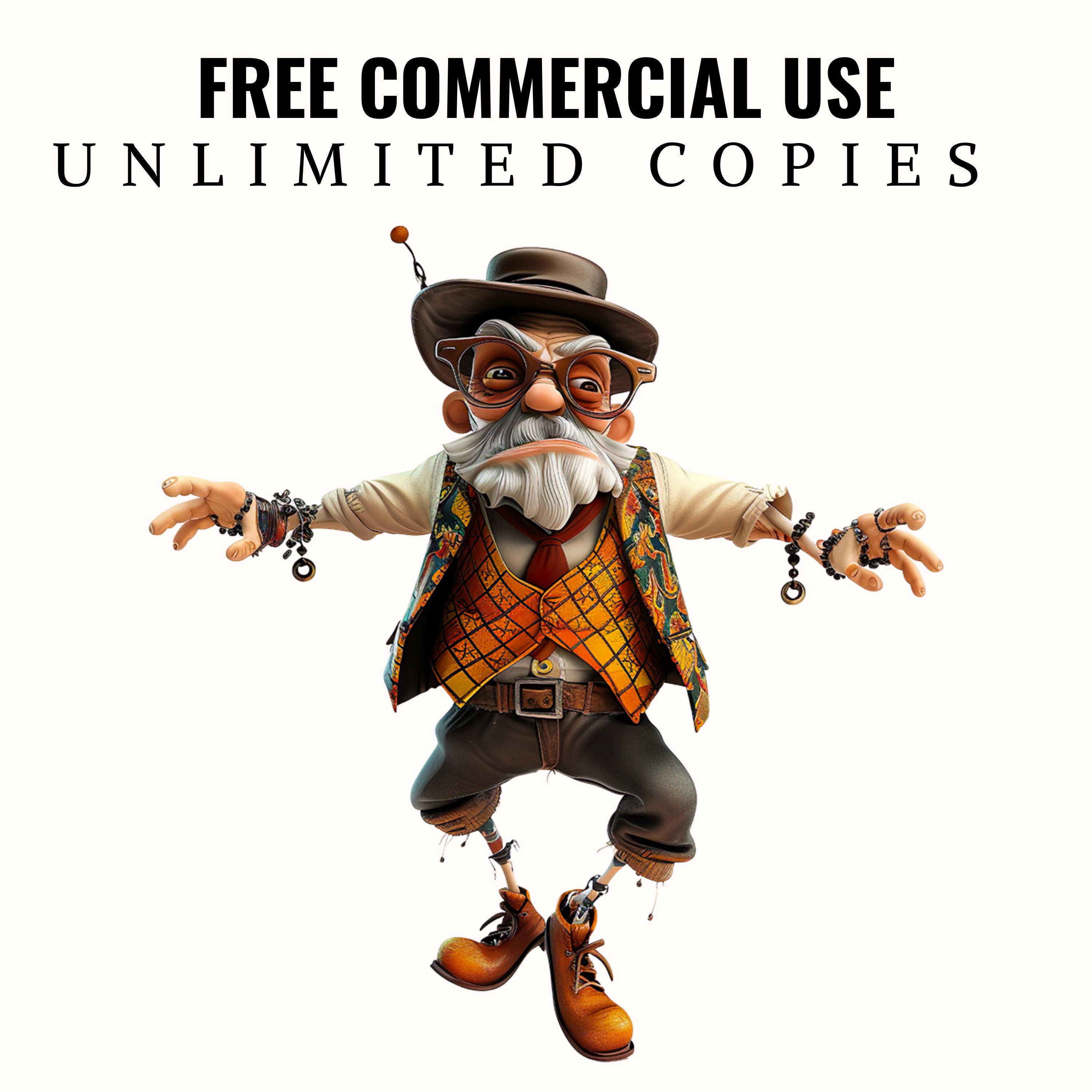 Watercolor Crazy Characters Clip Art: Eccentric PNG Illustration ...