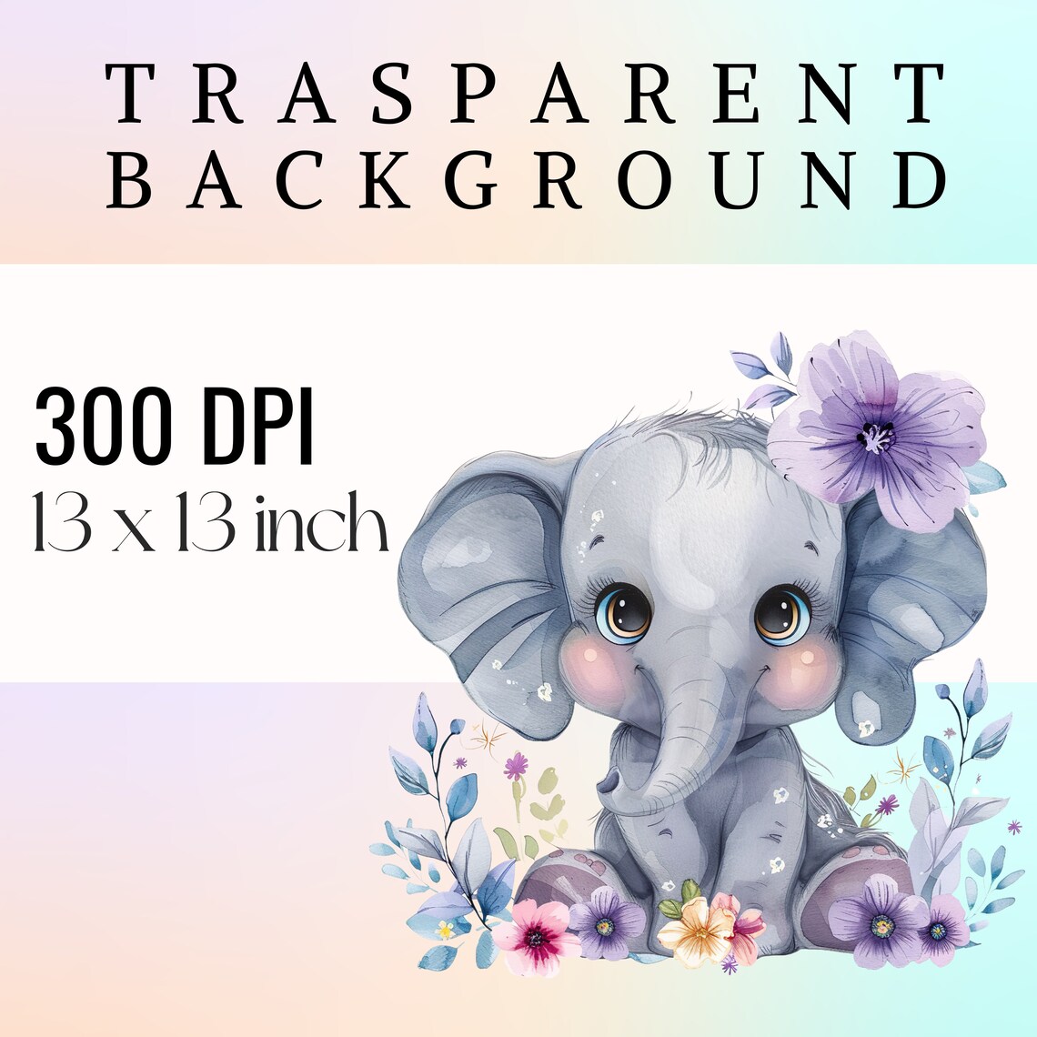 Adorable Baby Elephant Clip Art, Watercolor Lovely Elephants and ...