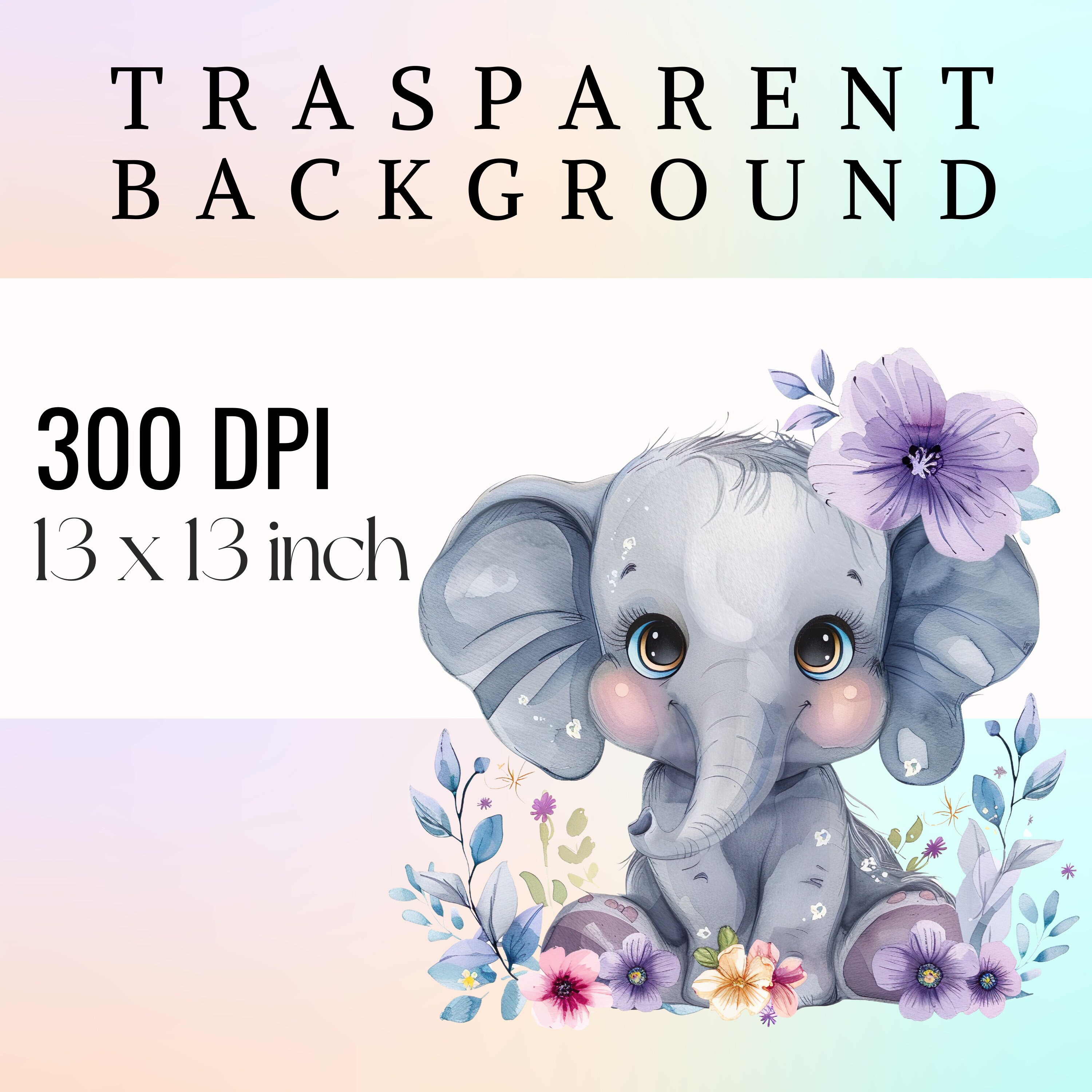 Adorable Baby Elephant Clip Art, Watercolor Lovely Elephants and ...