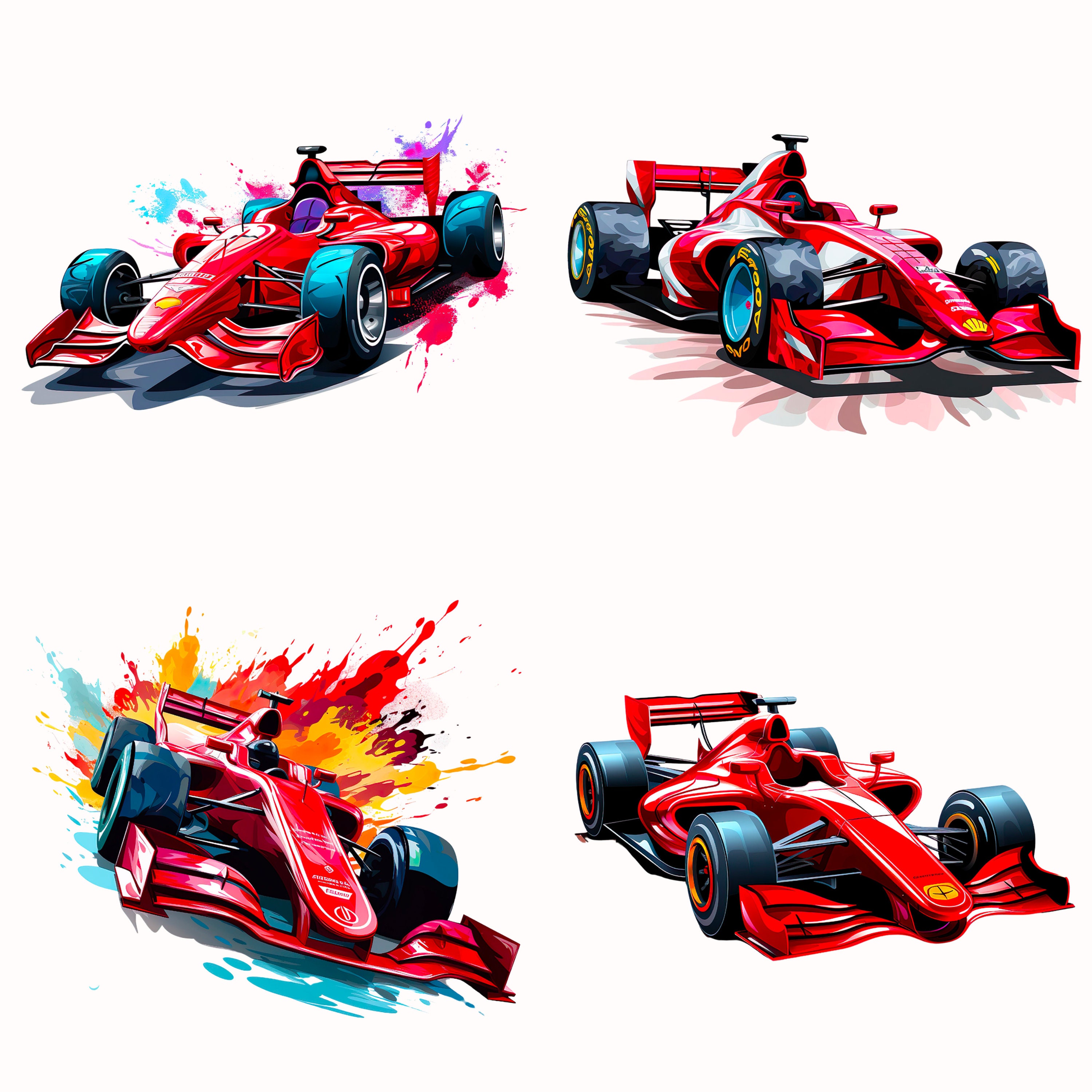 Red Indy Cars Clip Art, Funny Race Vehicle Illustrazione a Colori PNG ...