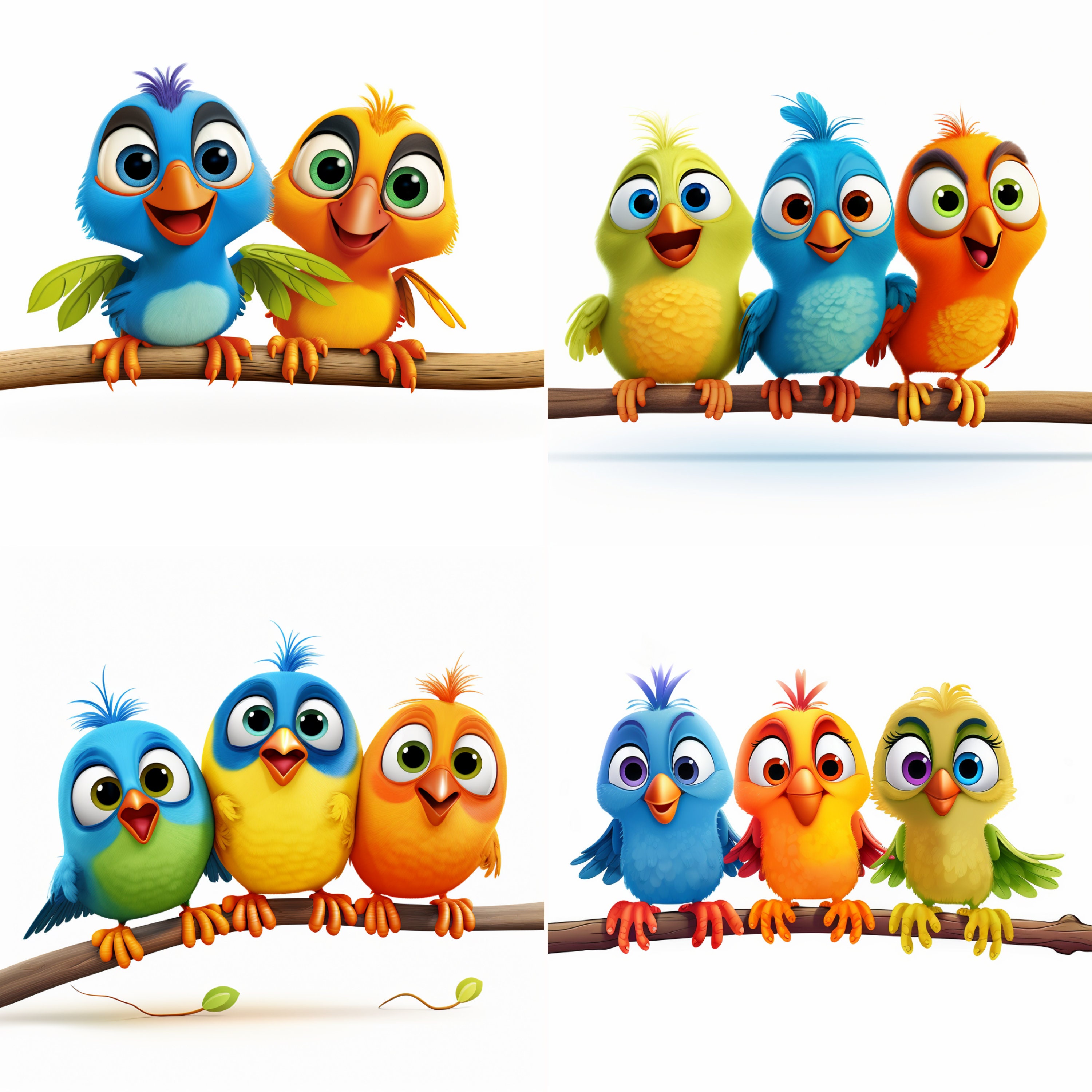 Happy Birds Clip Art, Watercolor Humor Funny Birds Illustration PNG ...