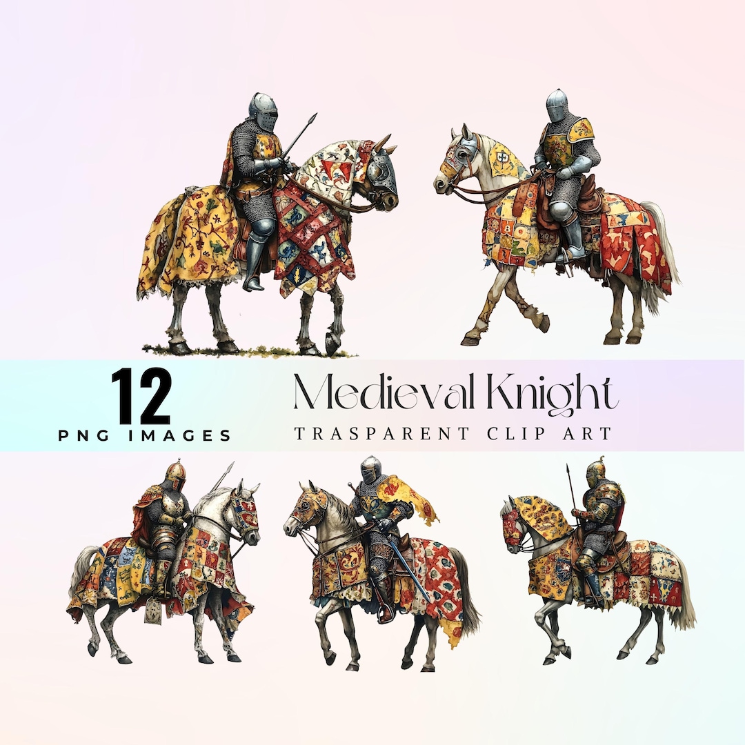 Medieval Knight Clip Art: Heroic Warrior Illustrations (PNG Digital ...