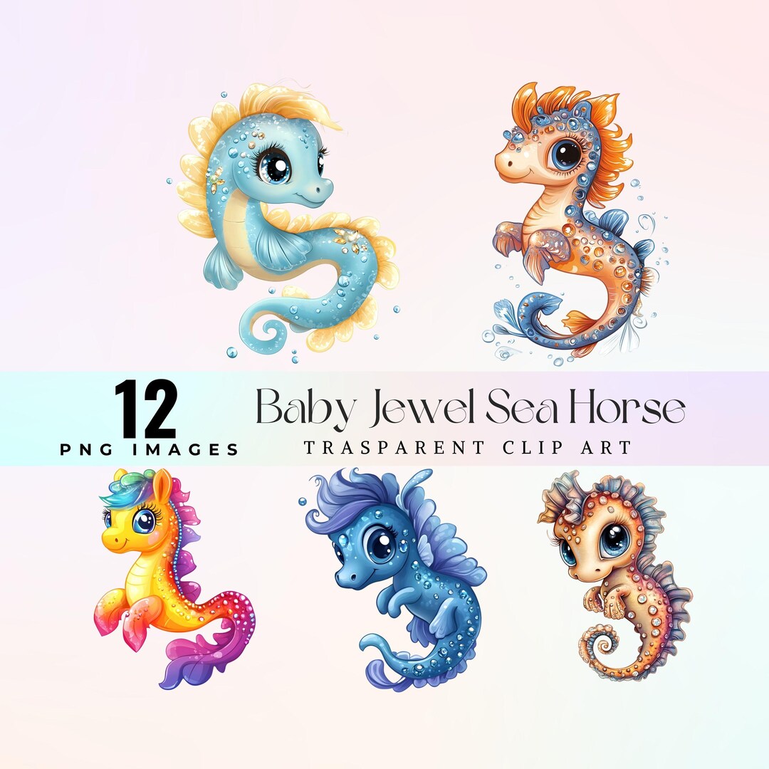 Cute Baby Seahorse Clipart, Golden Jewel PNG (digital Image) - Etsy