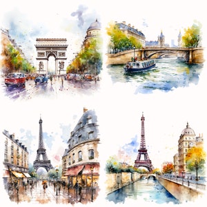 Watercolor Clip Art Paris City, Png Clipart Paris, France Image for ...