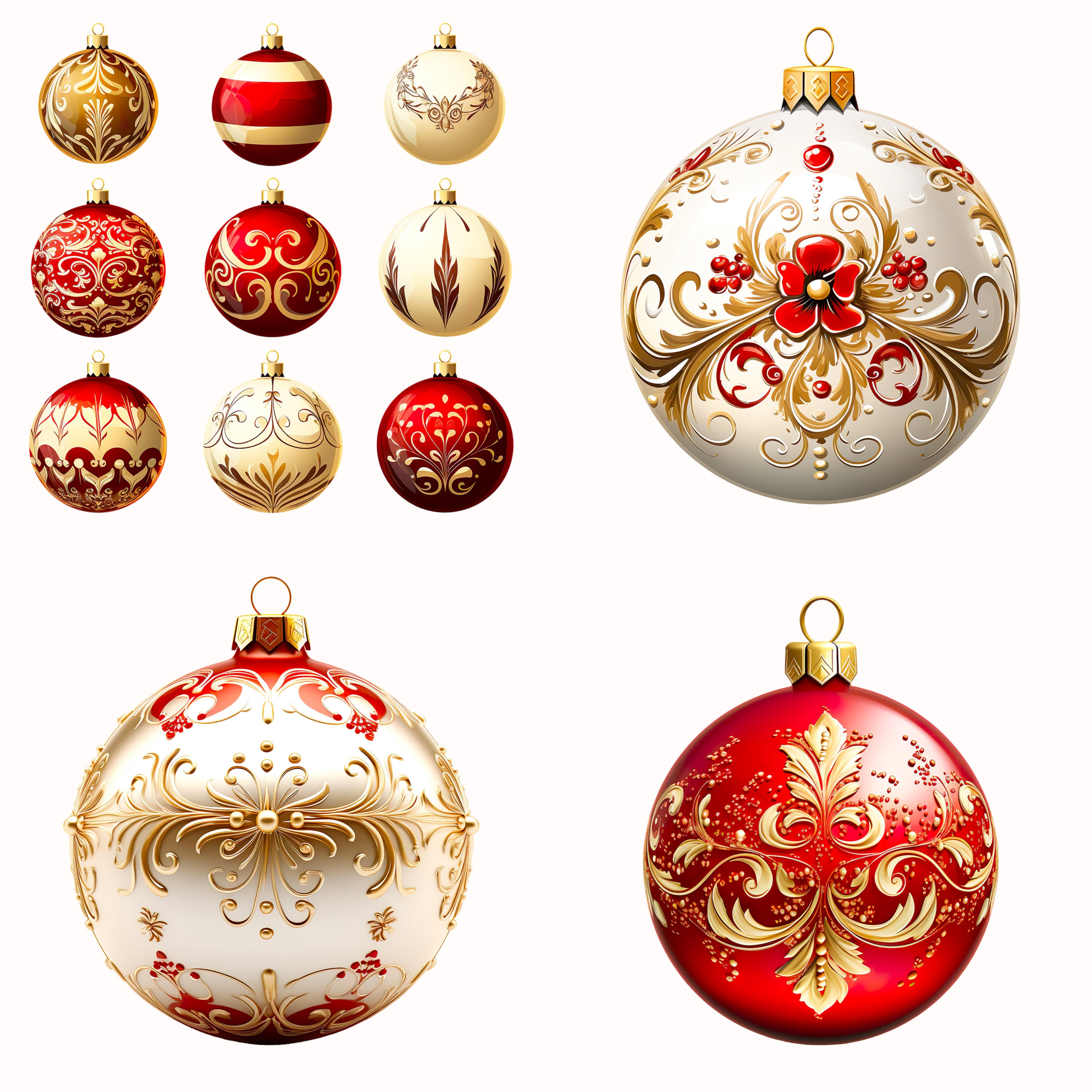 Christmas Baubles Clip Art, Watercolor Balls Decoration, Clip Art Red ...