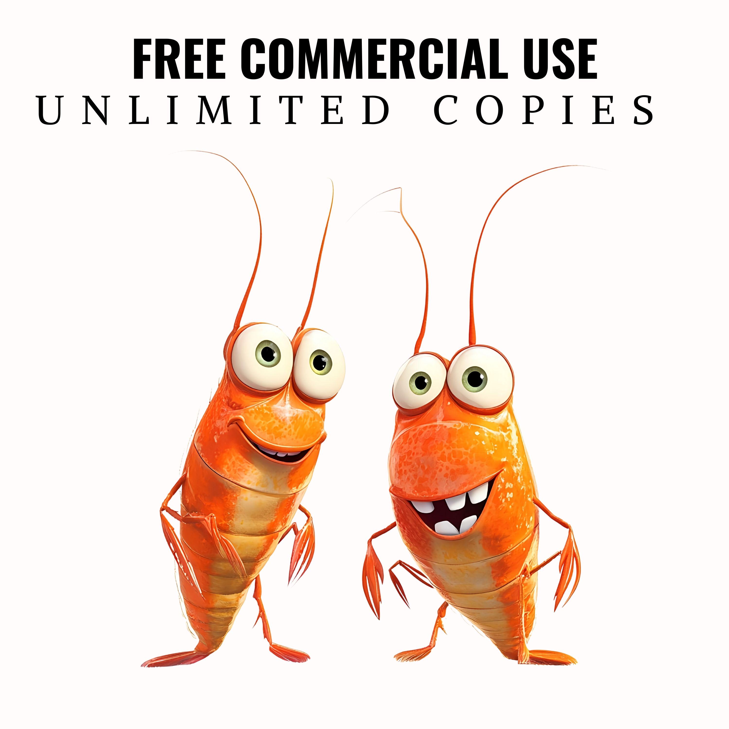 Funny Shrimp Watercolor Clipart: Quirky Prawns PNG (digital Download ...