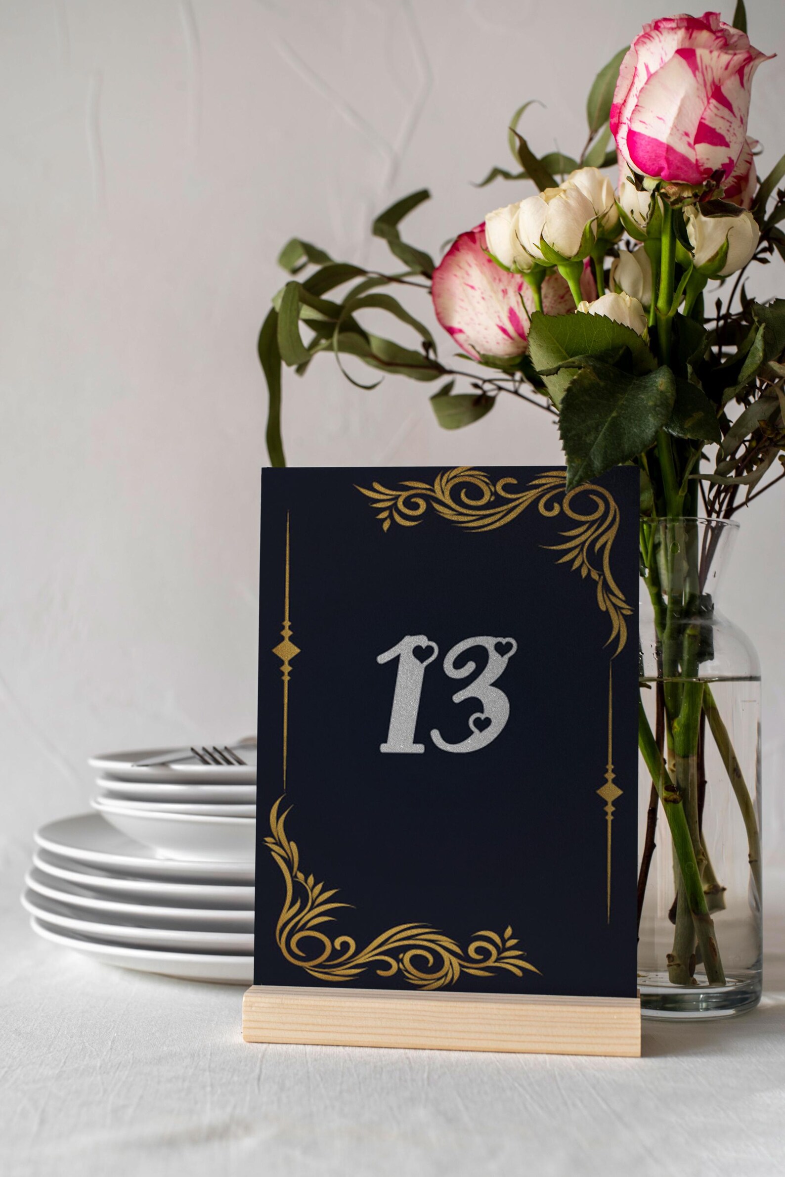 Printable Wedding Table Number Designs | Set of 5 Elegant 5x7 Inch Table Numbers | Instant ...