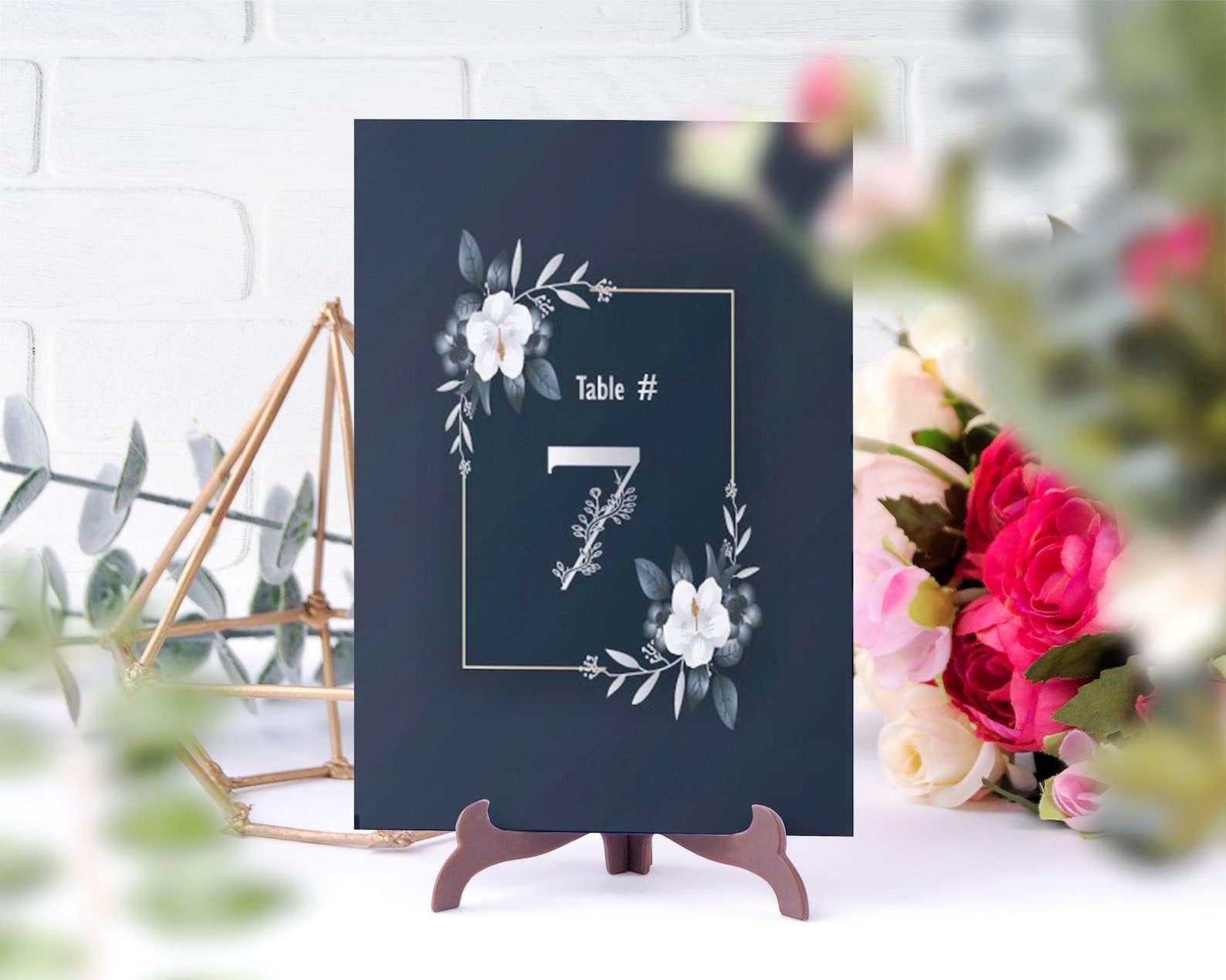 Printable Wedding Table Number Designs | Set of 5 Elegant 5x7 Inch Table Numbers | Instant ...