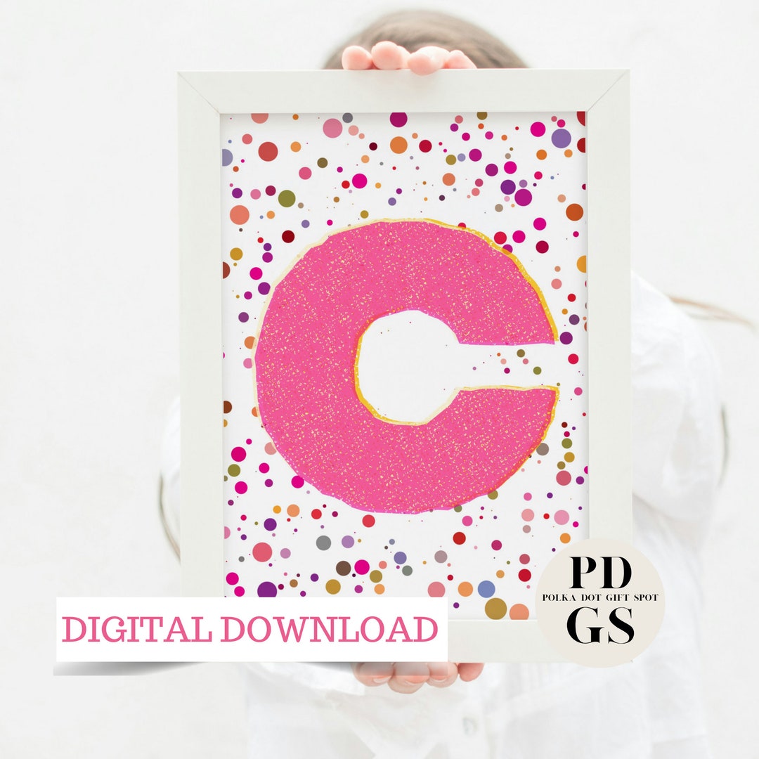 Letter C Initial Print, Digital Download, Polka Dot Prints for Nursery ...