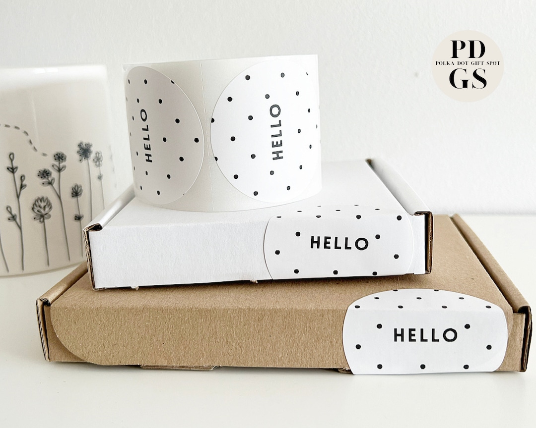 25 Circle Hello Box Seal Stickers, Packaging Stickers, Marketing ...