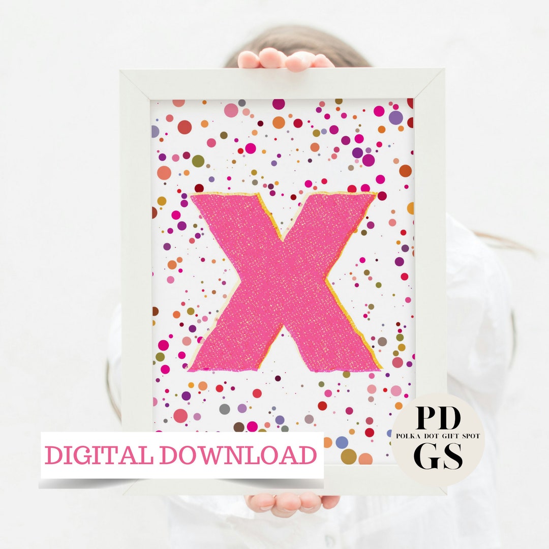 Letter X Initial Print, Digital Download, Polka Dot Prints for Nursery ...