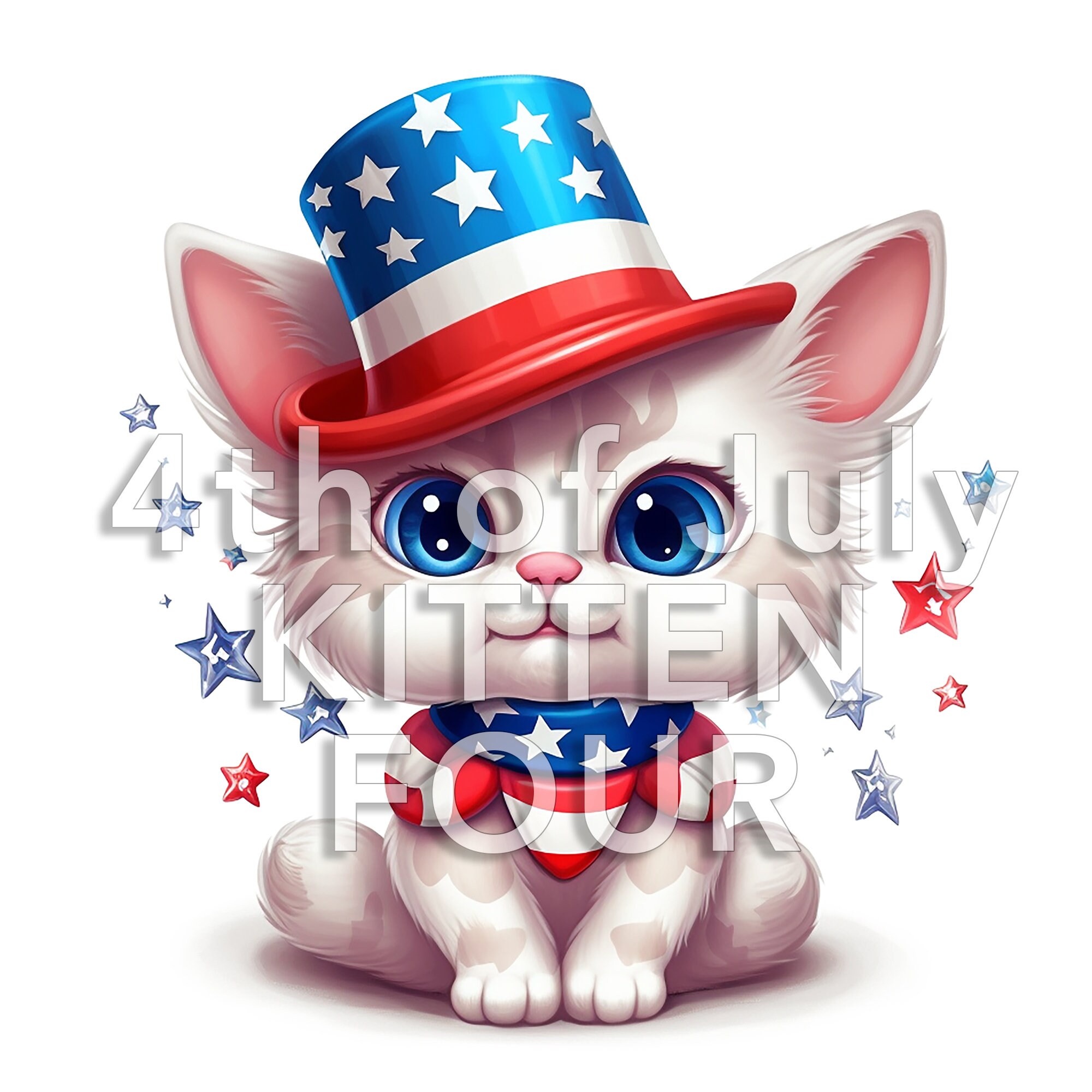 Clipart of Cute Kittens Celebrating Independence Day, 4th of July ...