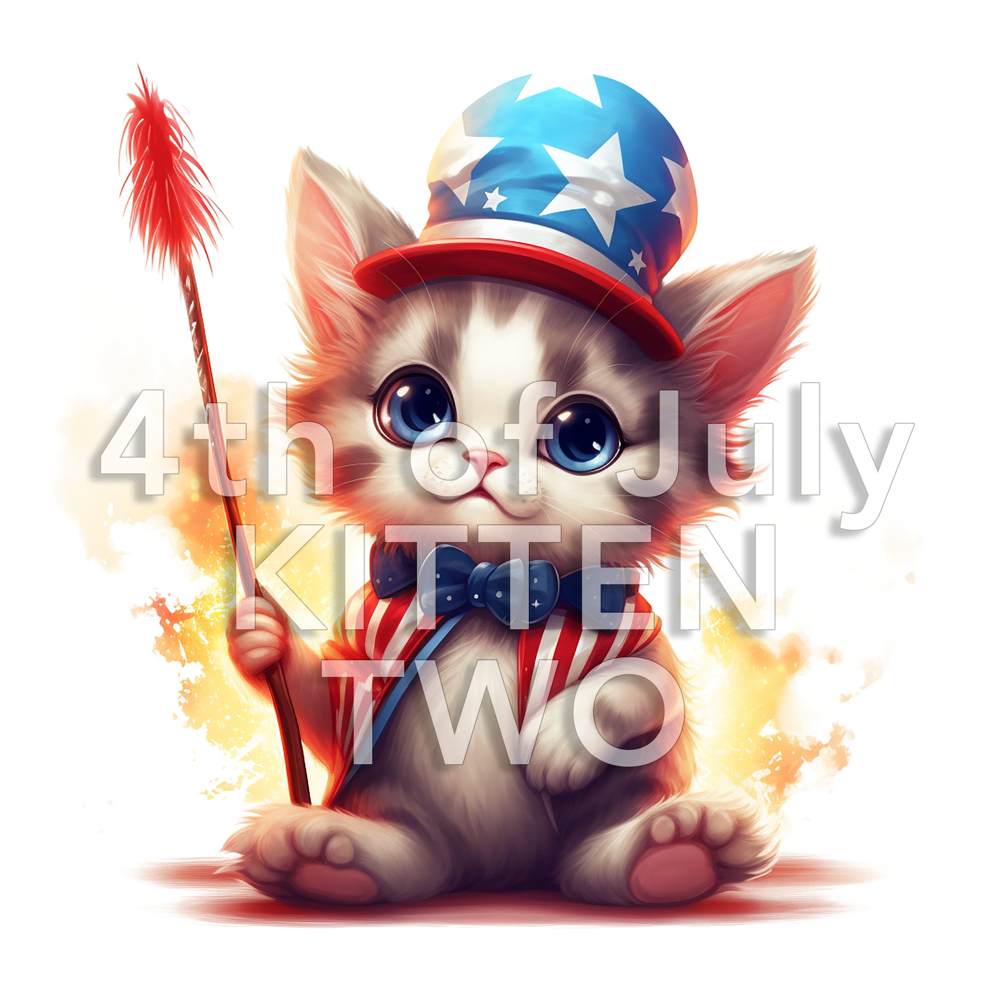 Clipart of Cute Kittens Celebrating Independence Day, 4th of July ...