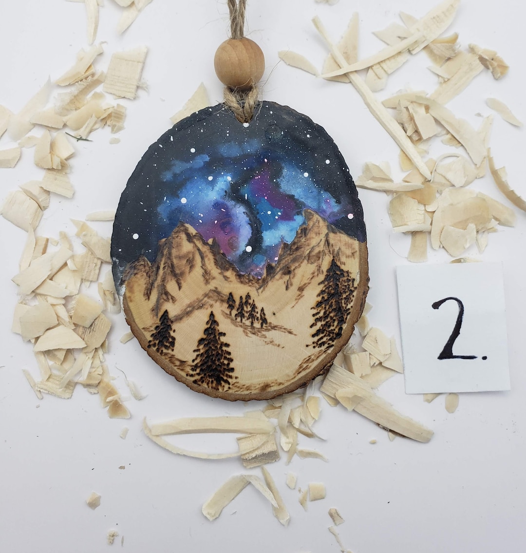 Starry Night Sky Ornament Wood Slice Art Scenic Ornaments - Etsy