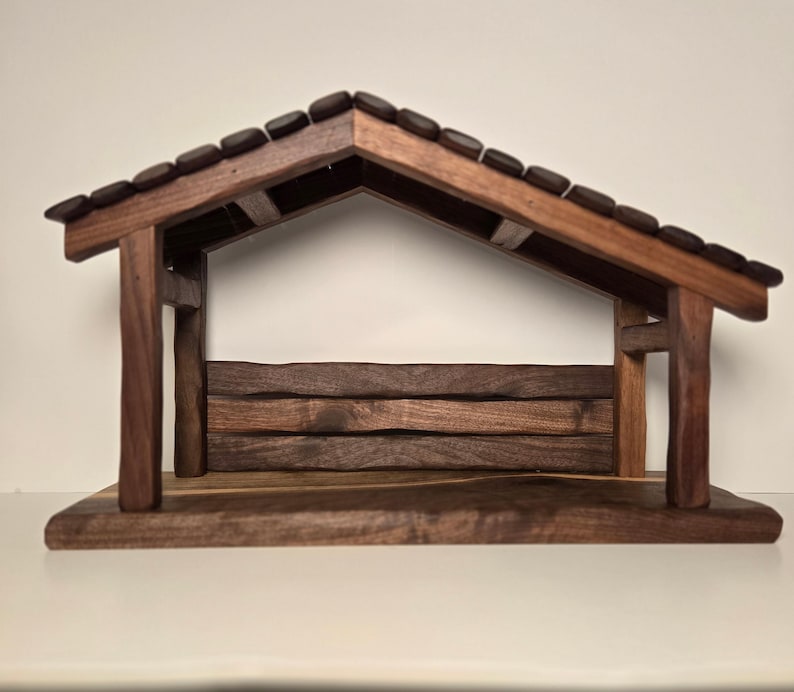 Handmade Rustic Walnut Wood Nativity Stable: Christmas Decor - Etsy