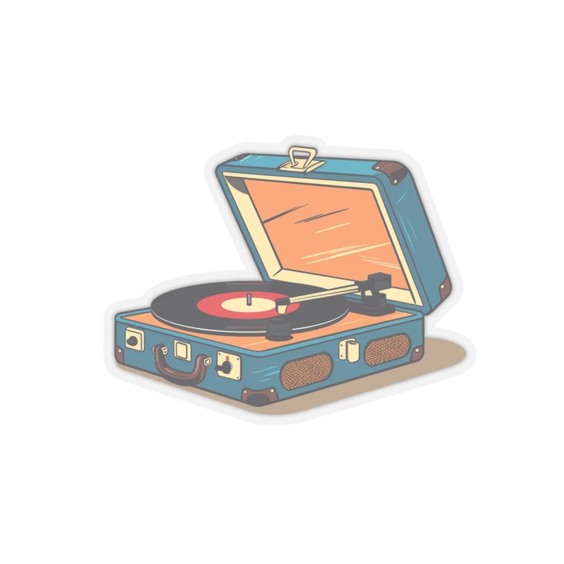Copy of Vintage Record Player With Vinyl Records Sticker: Retro ...
