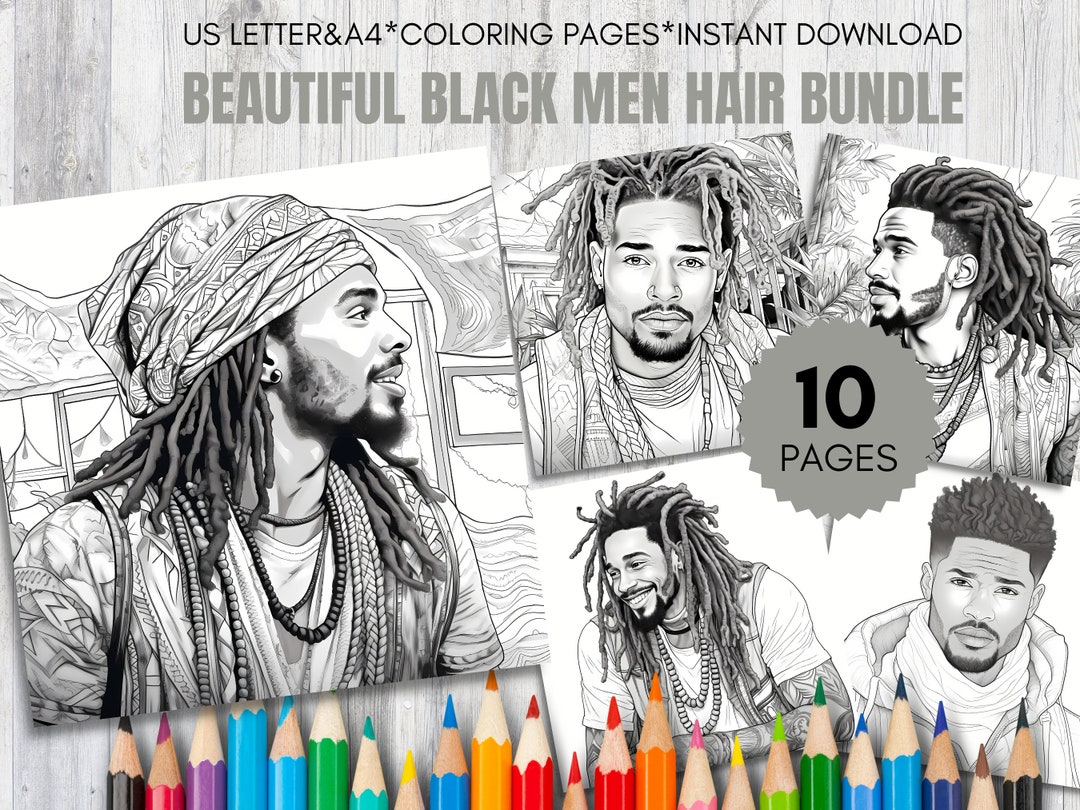 Beautiful Black Men Digital Coloring Pages - Etsy