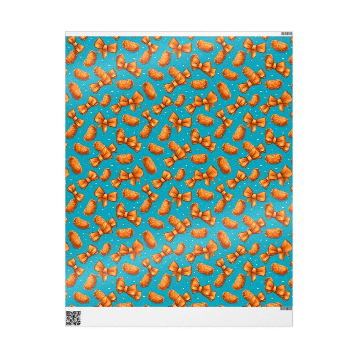 Chicken Nuggets and Bows on a Blue Background Wrap Paper, Coquette ...