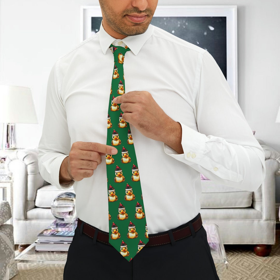 Christmas Rubber Ducky Necktie Funny Tie Birthday Gift for Him Bath ...