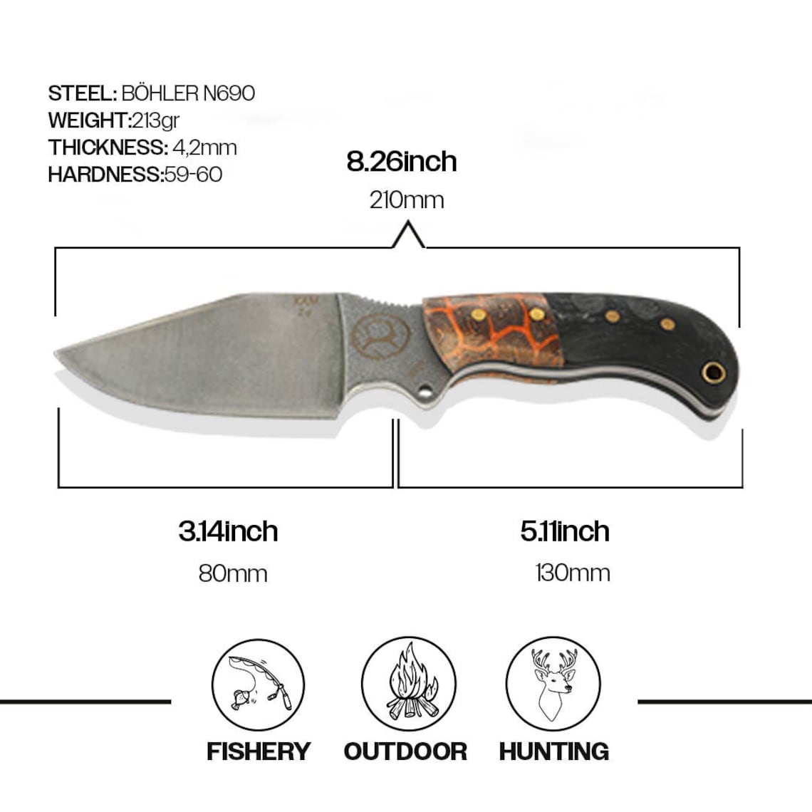 Unique Game Knife With Sheath Durable and Sharp Hunting - Etsy