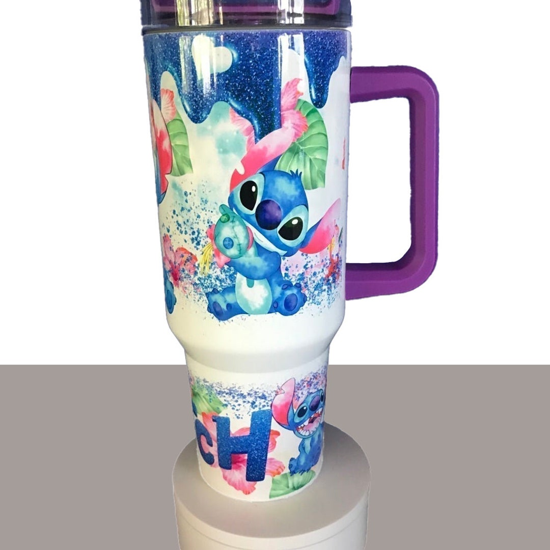 Disney Stiitch 40oz Handle Car Mug Floral Lilo and Stiich - Etsy