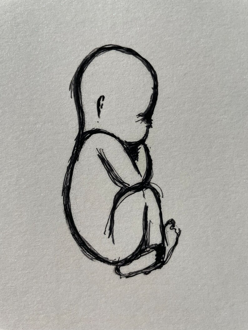 Minimalistic pencil drawing of sleeping baby - Etsy België