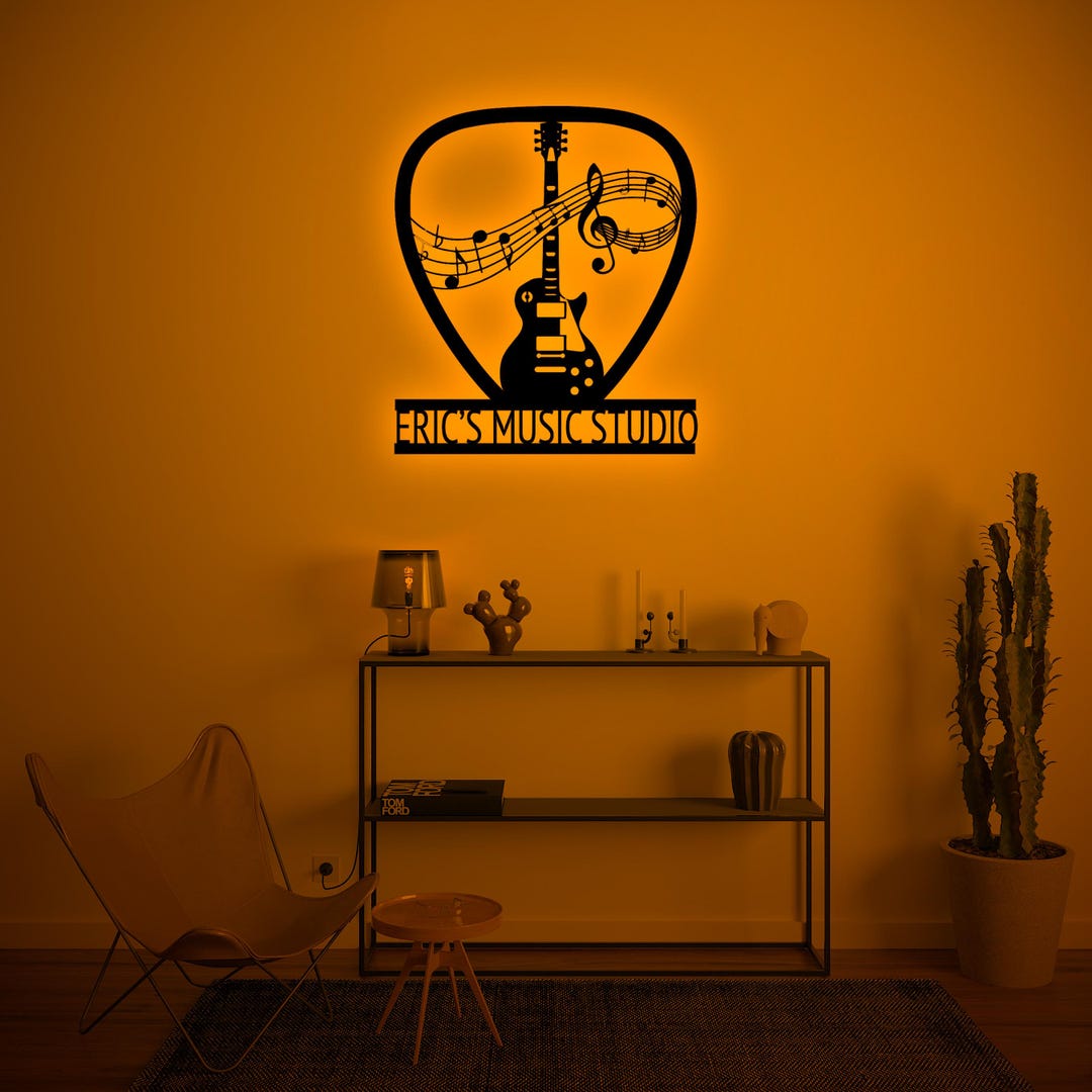 Personalized Guitar Wall Art With LED Lights, Music Lovers Name Sign ...