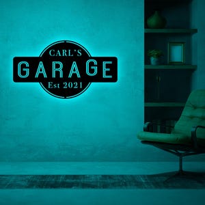 Personalized RGB LED Garage Sign - Custom Wood Wall Decor, Personalized ...
