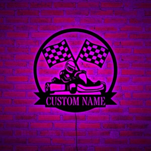Personalized Go Kart Wall Art With LED Lights, Custom Go Kart Racing ...