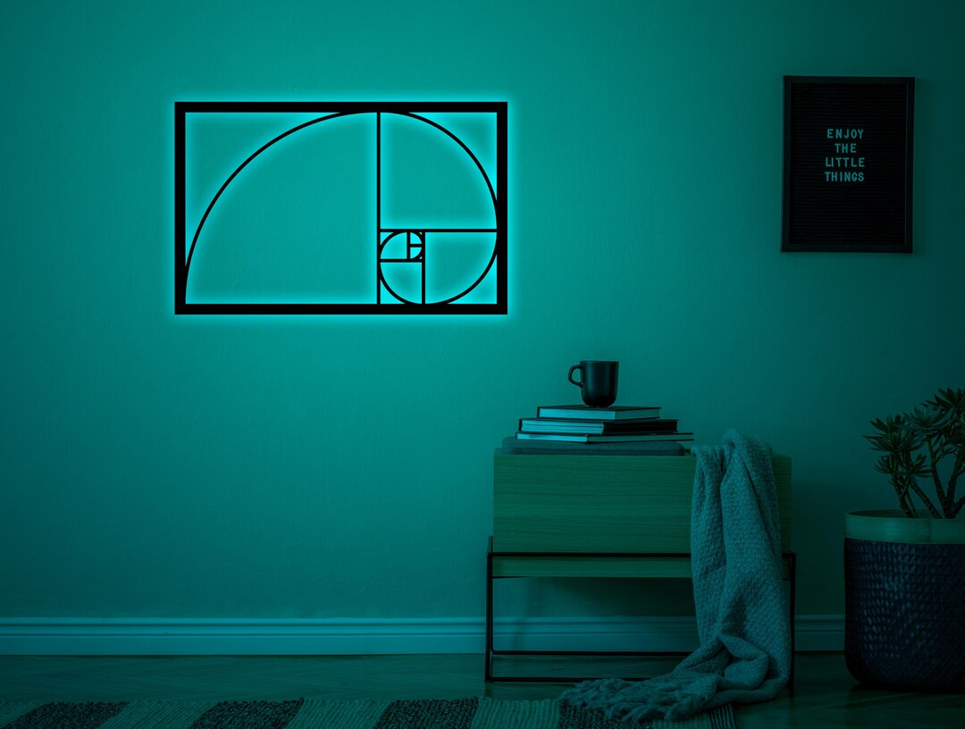 Golden Ratio Fibonacci Spiral RGB Led Wall Art-fibonacci Wall Light ...