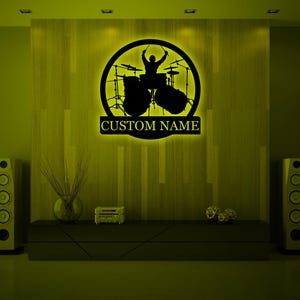 Custom Name Drum Sign With RGB Light-personalized Drummer Name Sign ...