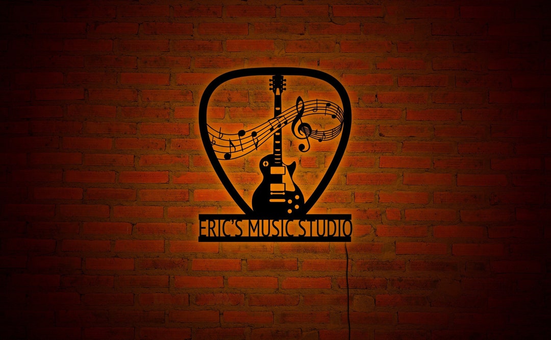 Personalized Guitar Wall Art With LED Lights, Music Lovers Name Sign ...