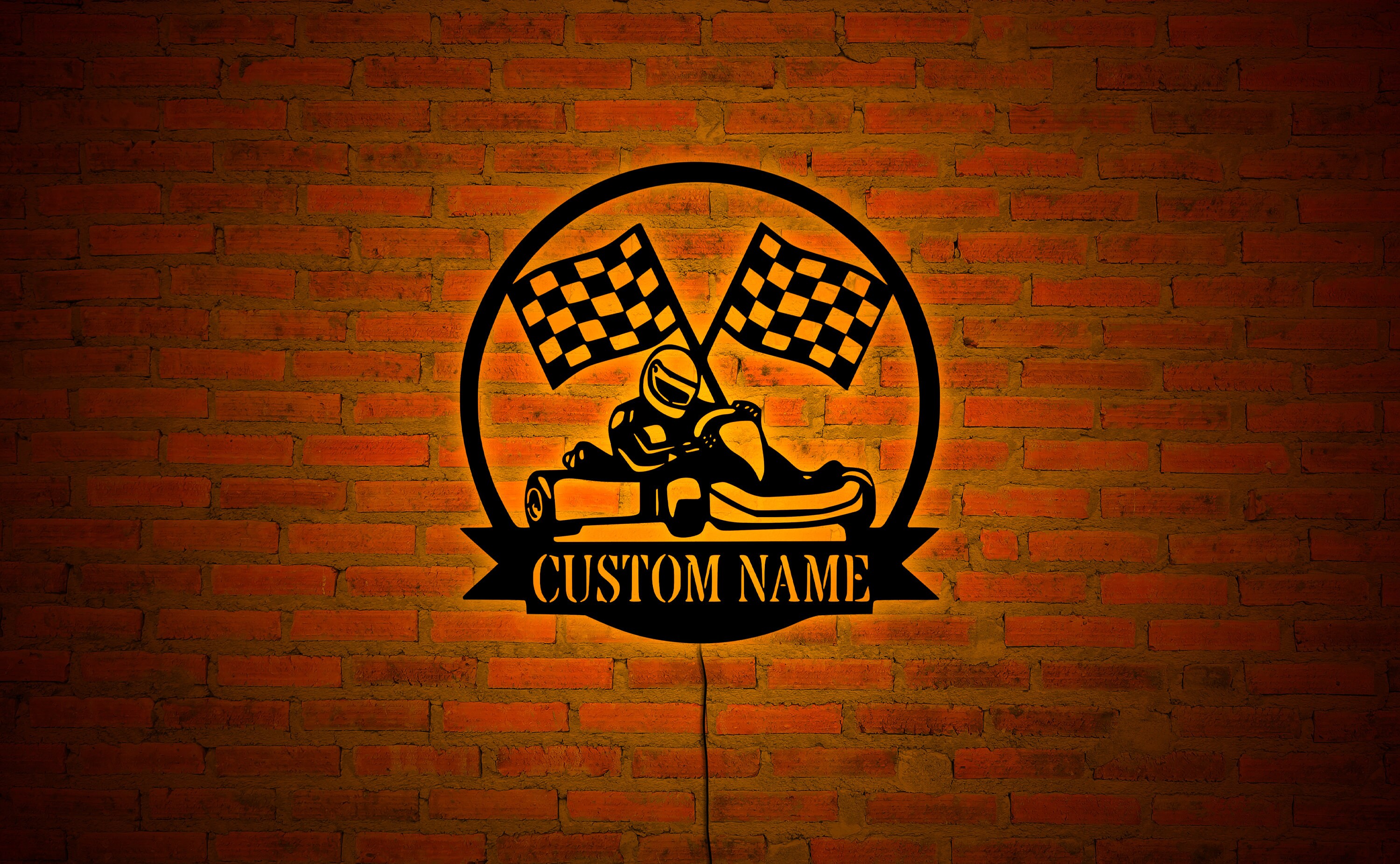 Personalized Go Kart Wall Art With LED Lights, Custom Go Kart Racing ...