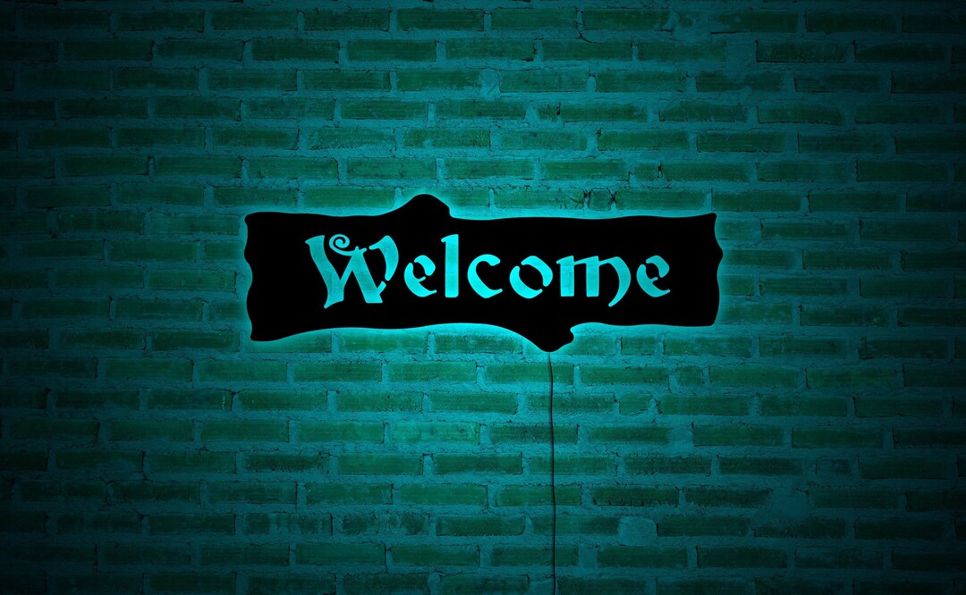 Welcome Wall Art With LED Lights, Welcome Decor Wall Led Sign, Welcome ...