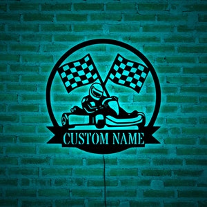 Personalized Go Kart Wall Art With LED Lights, Custom Go Kart Racing ...