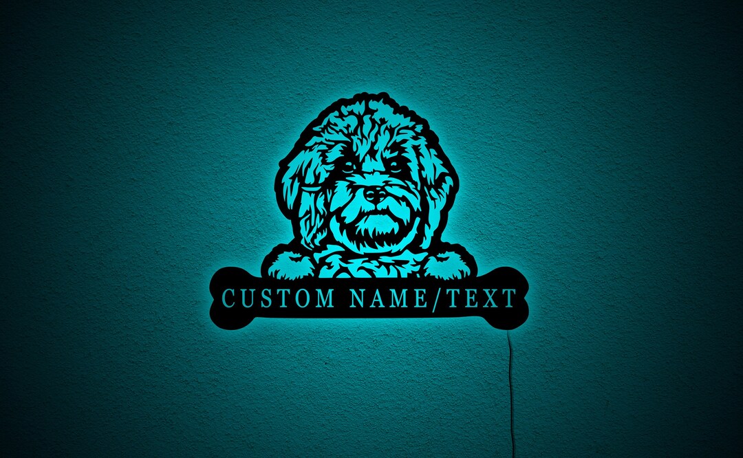 Custom Cavapoo Dog Wall Art With LED Light, Personalized Cavapoo Dog ...